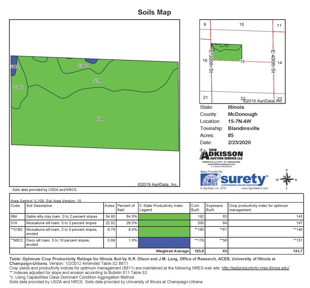 Land Auction - 505.75 Surveyed Acres – 7 Tracts - Prime Farmland ...